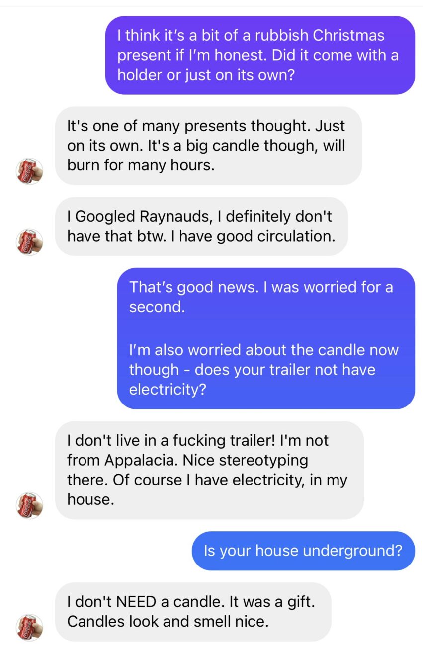 This takedown of a guy who insists on sending unsolicited pictures ...