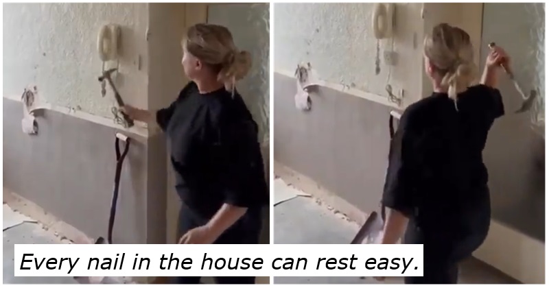 This woman's attempt at DIY demolition starts off badly and keeps ...