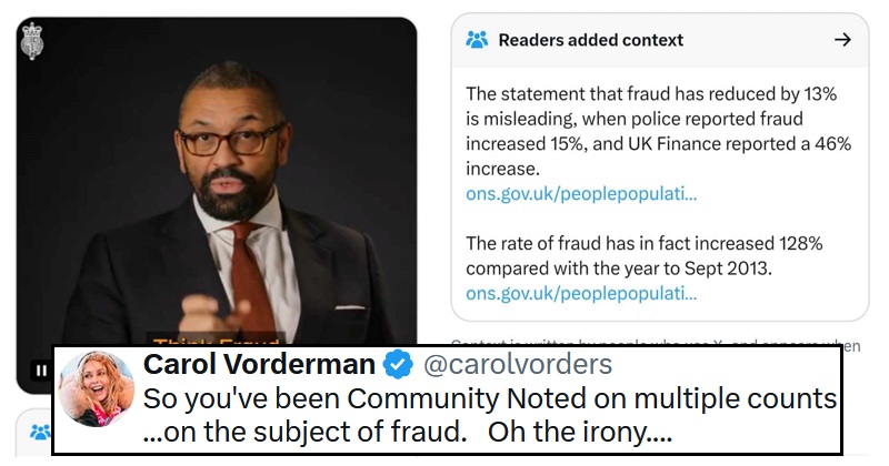 James Cleverly's tweet warning against fraud got community noted for ...