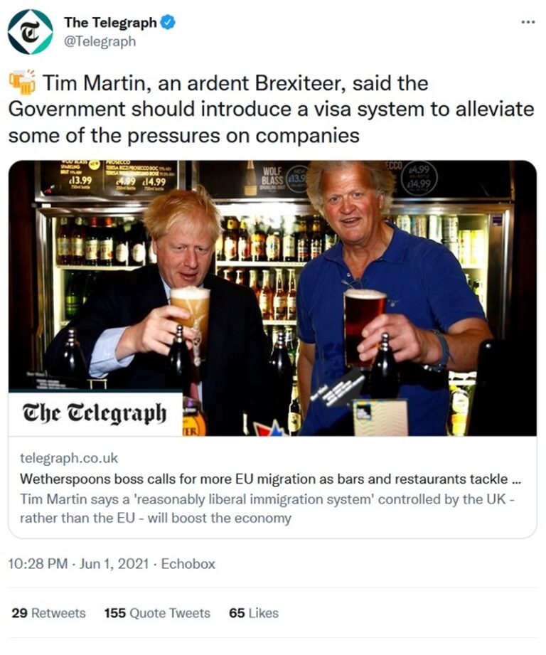 Tim Martin's claim that Brexit helped Wetherspoons by restoring ...