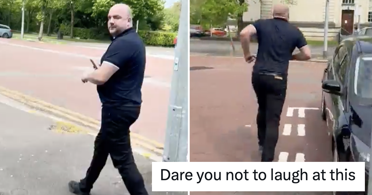 The video of this guy running away from questions outside court went ...