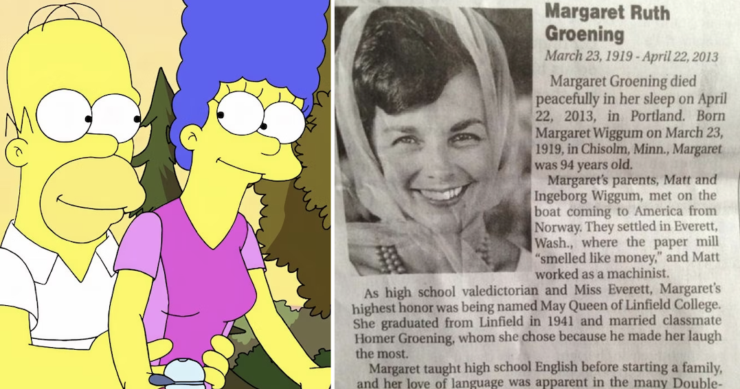 The obituary of the mother of Simpson's creator Matt Groening shows ...