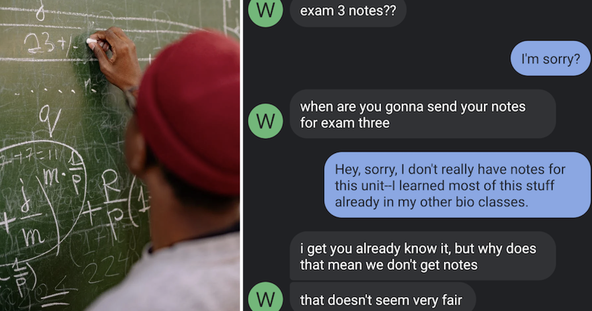 This outrageous student trying to blag some exam notes is a 'choosing ...