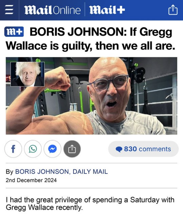 This spoof Boris Johnson column on Gregg Wallace is so hilariously on ...