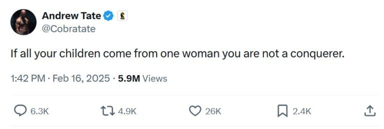 Andrew Tate had one of his misogynistic brain farts again, and got ...