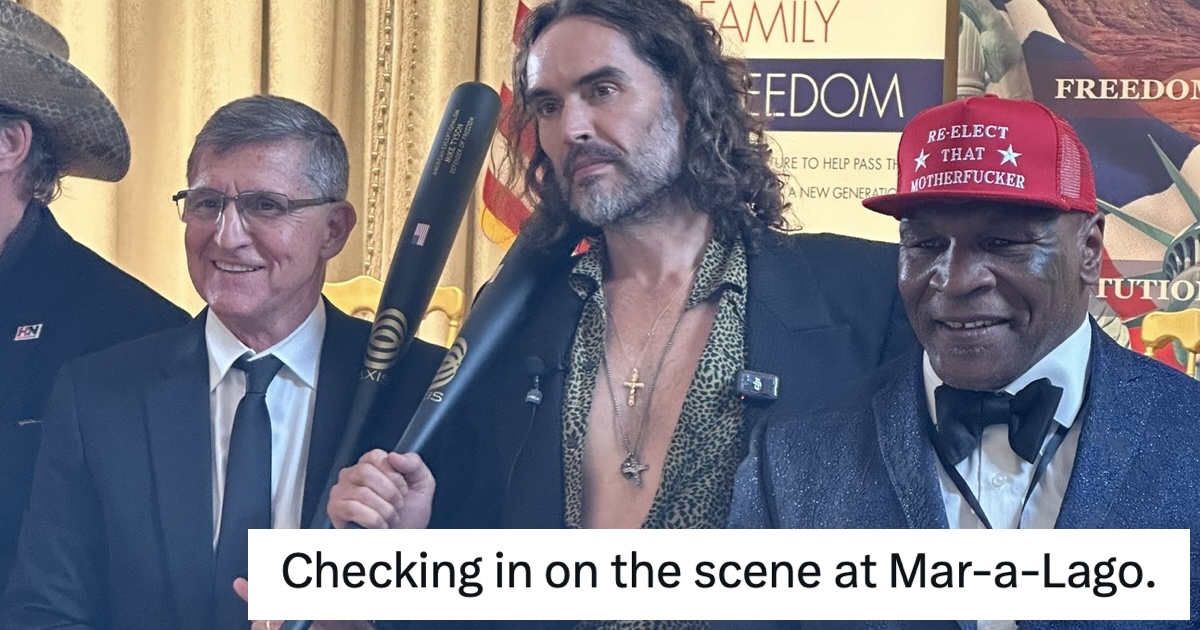 Russell Brand was pictured with Mike Tyson at Donald Trump's Mar-a-Lago ...