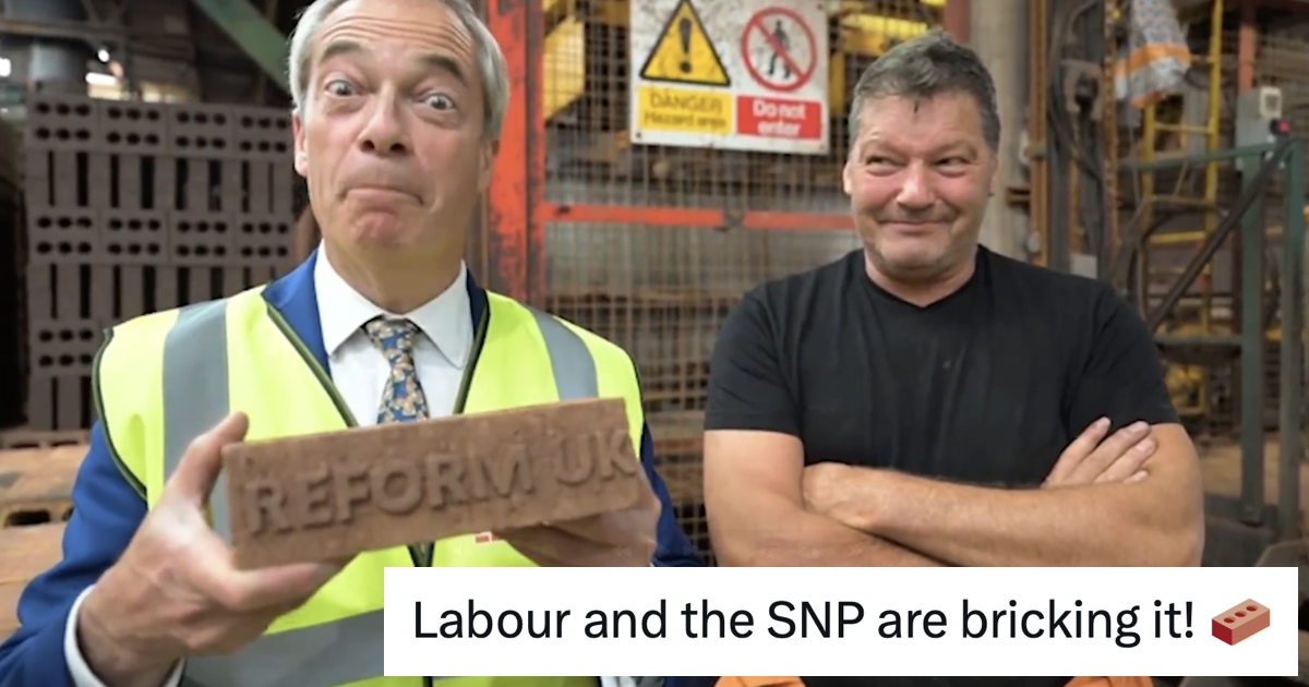 Nigel Farage was delighted with his bespoke Reform UK brick and of all ...