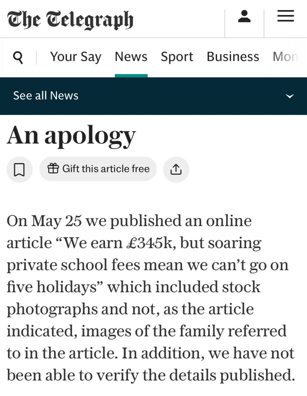 The Telegraph's correction to its heartbreaking private school fees sob ...