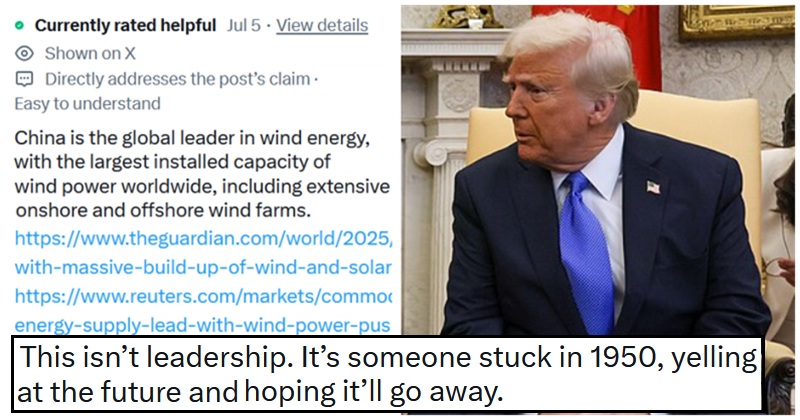 Trump claimed there are no wind farms in China, and Community Notes put ...