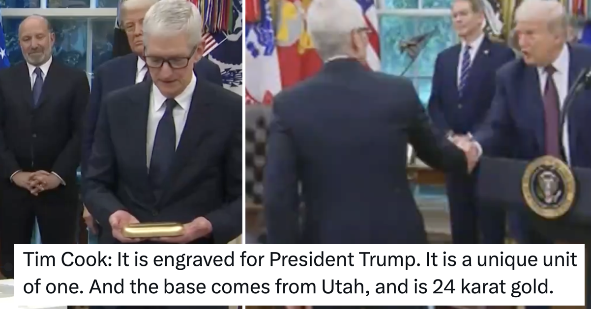 Tim Cook just basically gave Donald Trump a 24 karat gold bar and as a ...