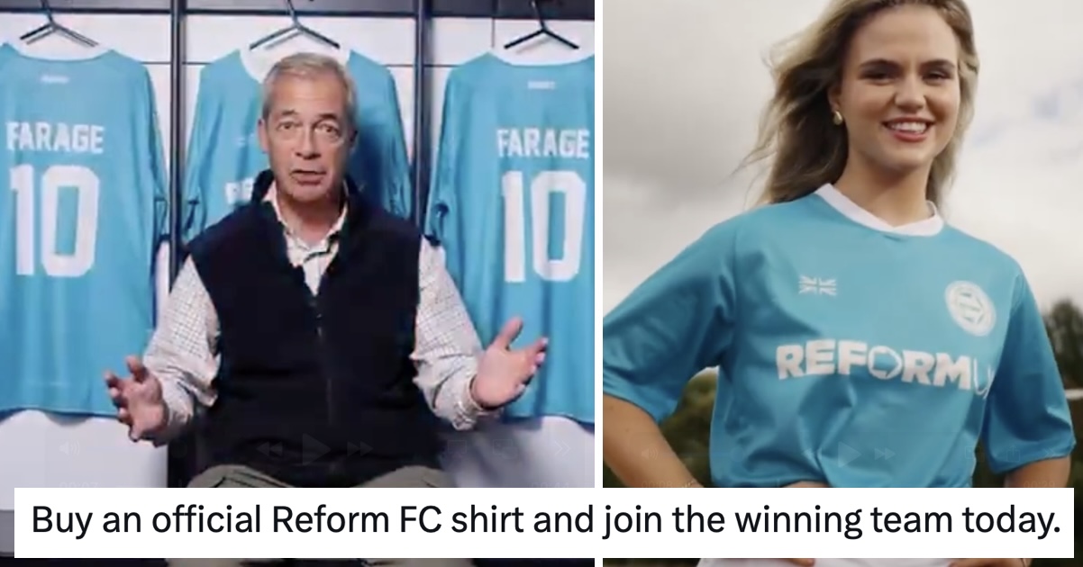 Nigel Farage launched the Reform UK football shirt and it was an epic ...