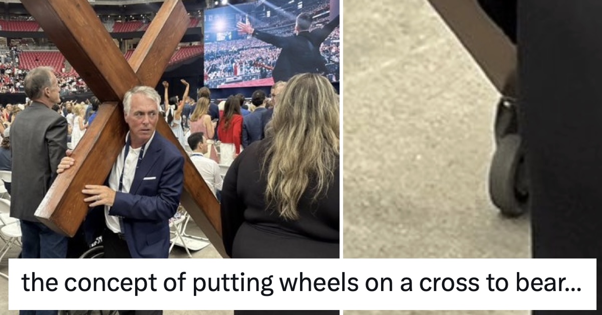 This American took a giant cross to the Charlie Kirk memorial but he ...