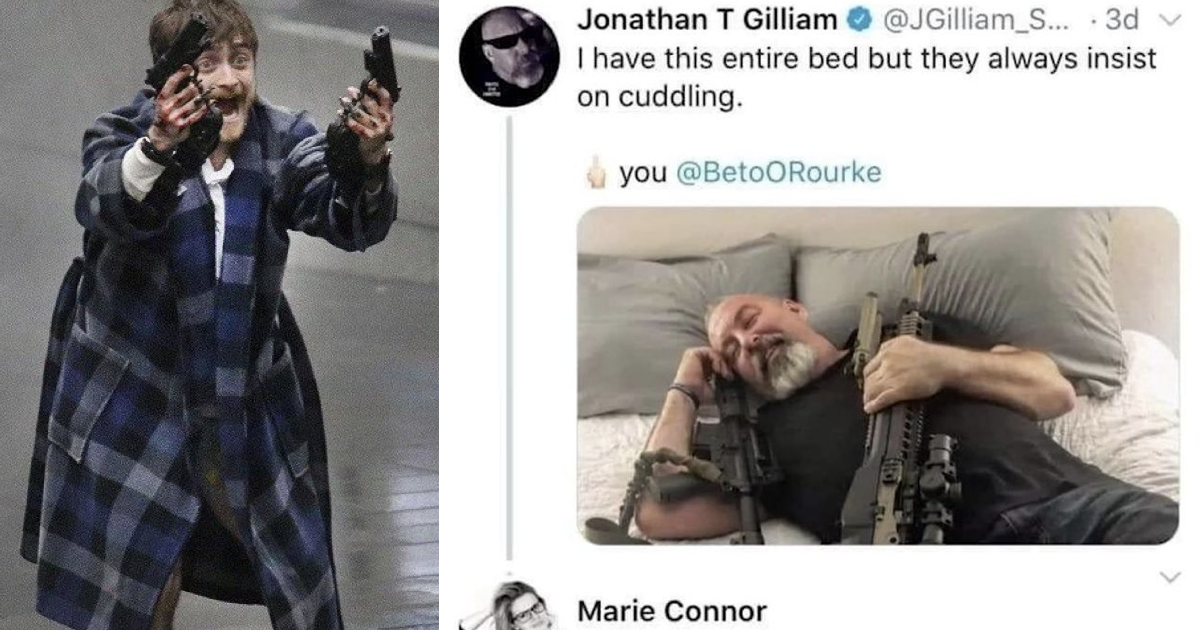 An American gun lover shares his bed with his favourite weapons and ...