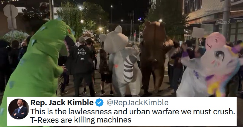 Portland residents twerking in inflatable costumes at an immigration ...