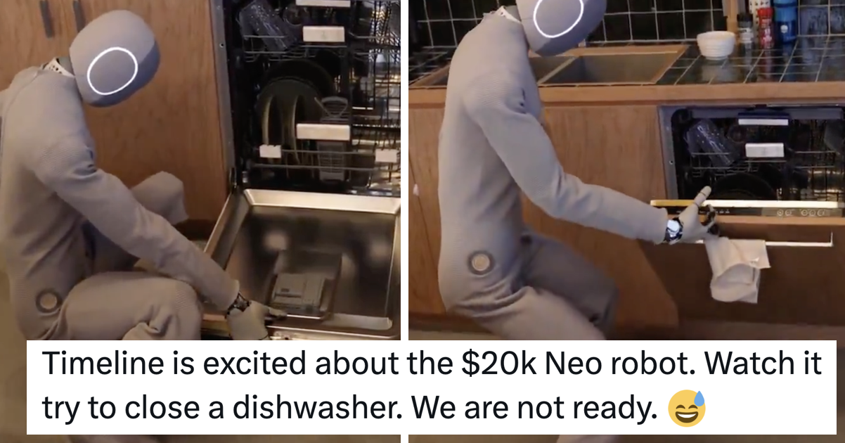 This robot trying to do the dishwasher prompted lots of funny responses ...