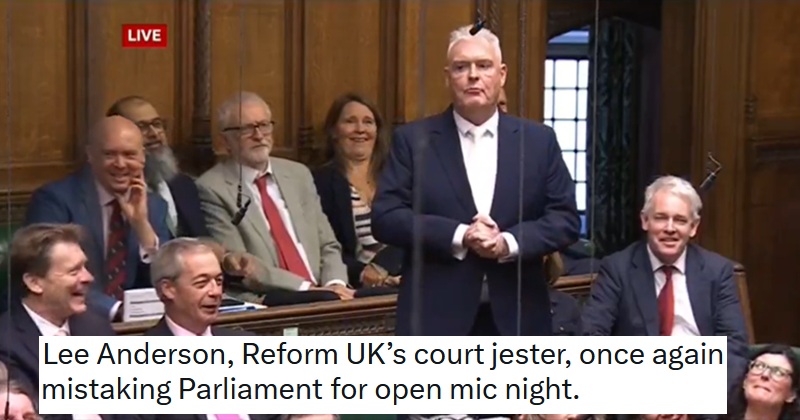 Lee Anderson said Reform cracks on with the day job while Labour does ...