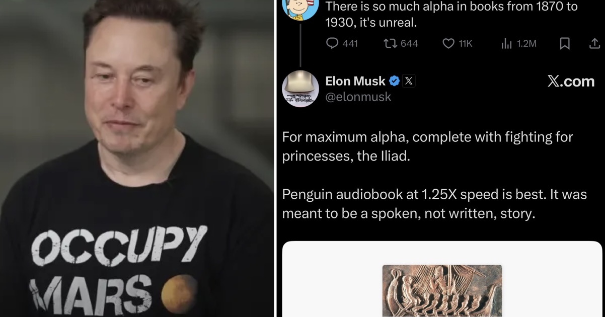 Elon Musk pointed men towards Homer's The Iliad for 'maximum Alpha' and ...
