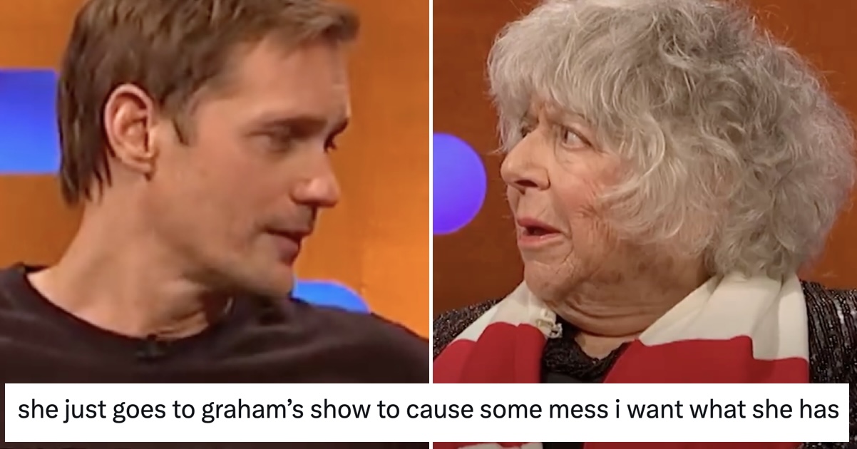 Miriam Margolyes asked Alexander Skarsgård how he prepared for his gay BDSM film Pillion and it ...