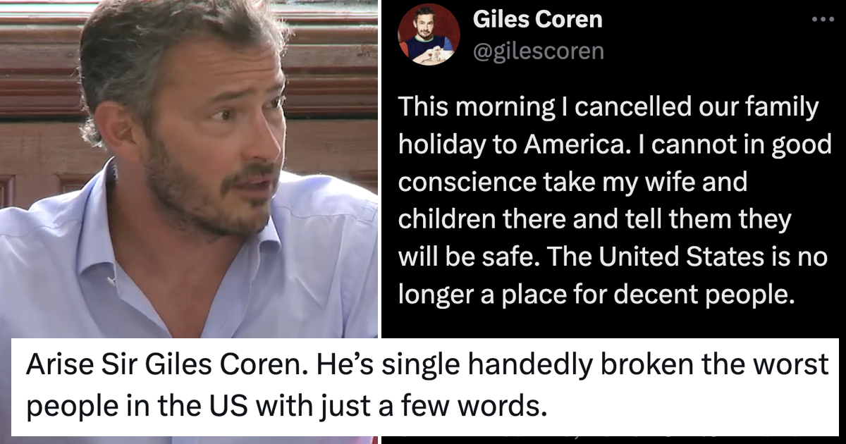 Giles Coren cancelled his family holiday to America because of Trump ...