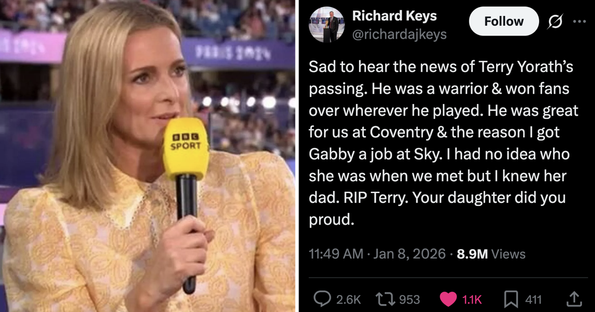 Richard Keys' grimly on-brand tribute to Gabby Logan's dad got all the ...