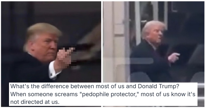 Watch Trump lose his rag and flip off the brave soul who taunted him ...