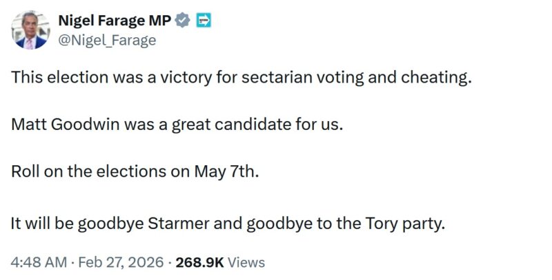 Nigel Farage went straight to Trumpian accusations of cheating because ...