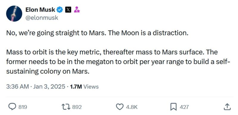 Elon Musk says he's postponing his Mars project to focus on ...