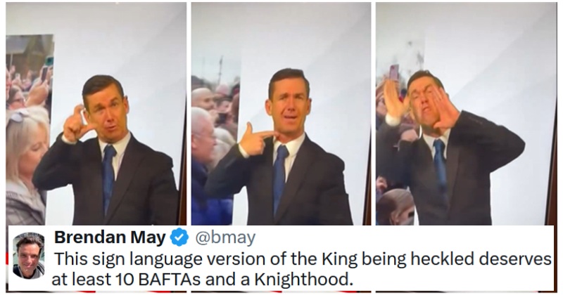 This sign language interpreter's report on the King getting heckled ...