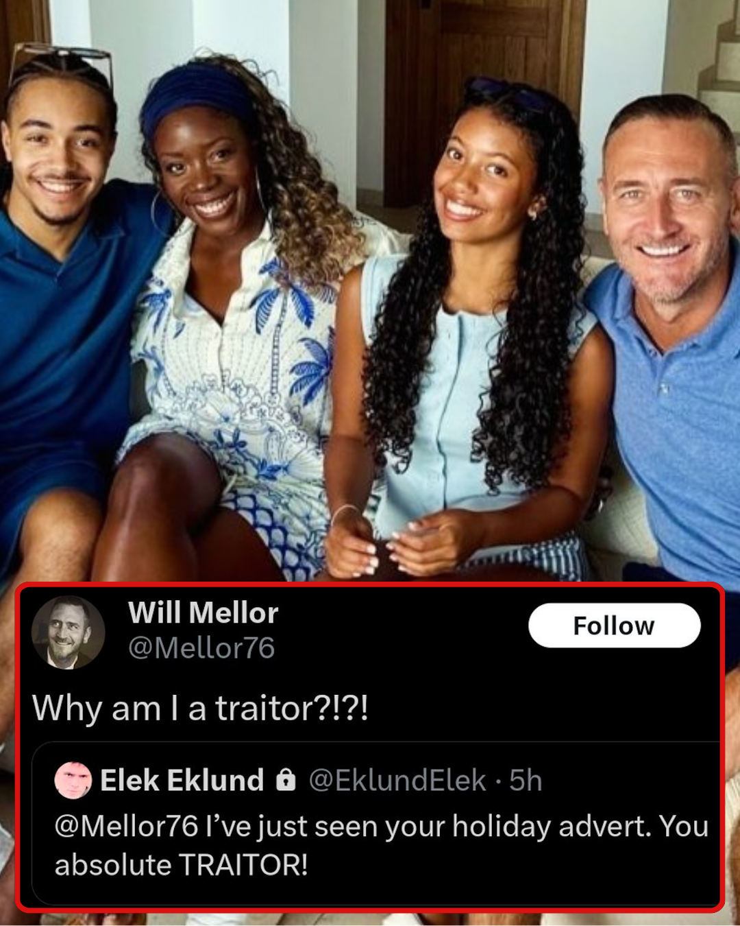A racist troll called Will Mellor a 'traitor' for appearing in an ...