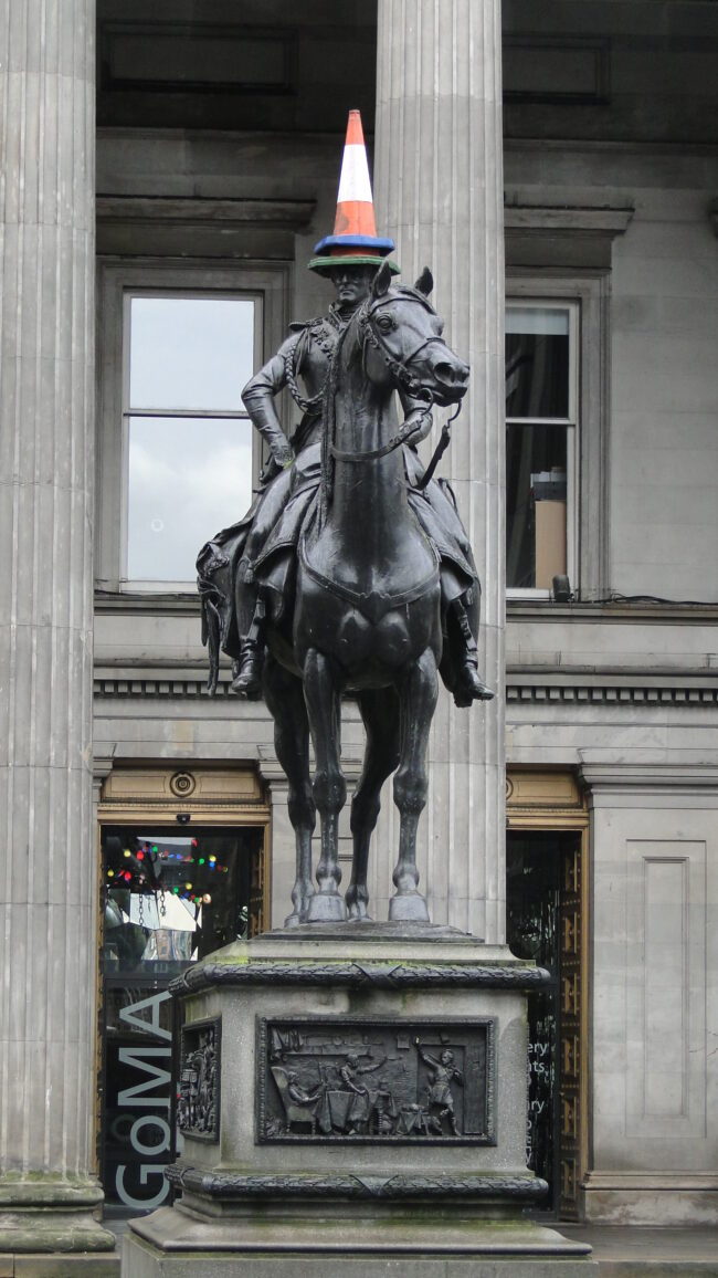 Scottish football fans have imported the 'traffic cones on statues ...