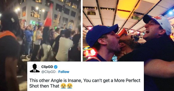 This crazy viral clip of a Knicks fan tossing a traffic cone straight ...