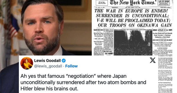 JD Vance said the Second World War ended with "a negotiation" and was ...